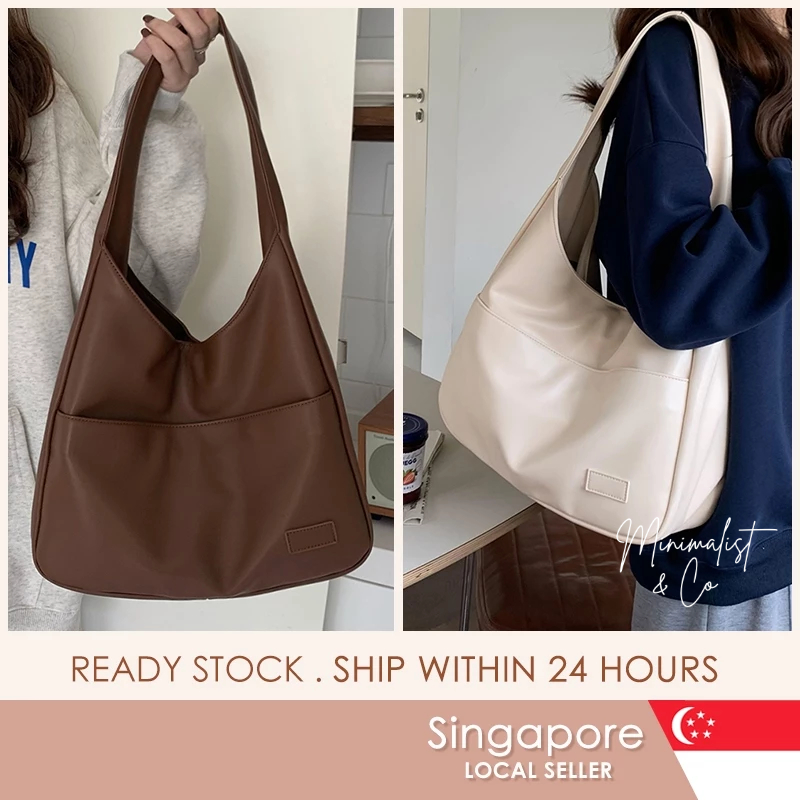 [SG SELLER] 3 Colors Retro Women Large Capacity PU Leather Simple ...