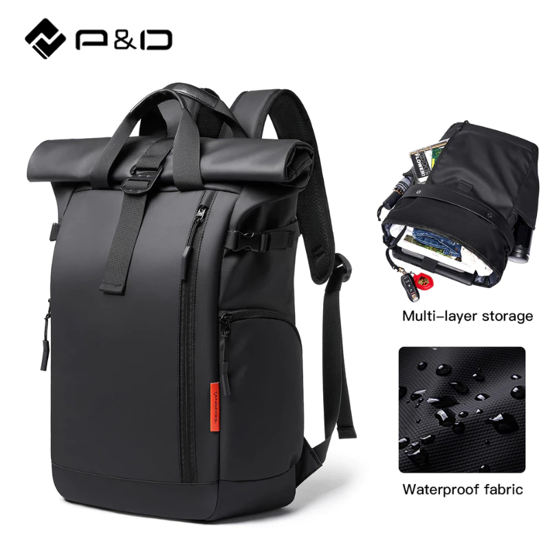 P&D Roll Top Men Backpack 21L Laptop Travel Commuting Bagpack Water ...