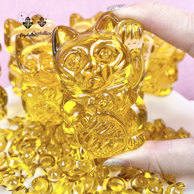 SG HUAT - LARGE Glass Fortune Cat (Left Paw) [HENG ONG HUAT] FREE INGOT ...