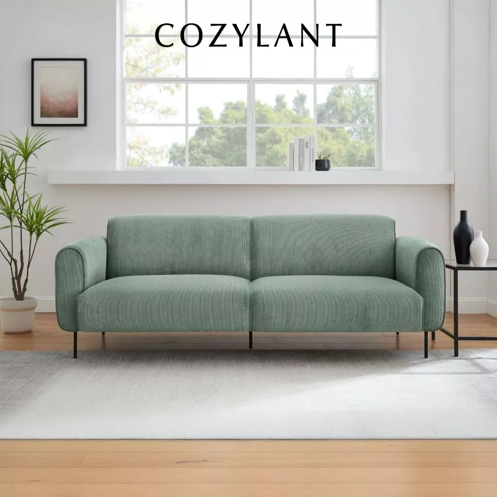 Cozylant Commune Fabric Sofa / High Leg Sofa / Grey / 3 Seater Sofa ...