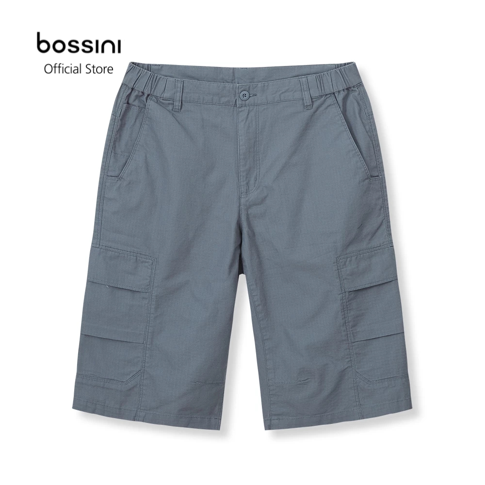 bossini Men's Long Cargo Shorts – Solid Grey, Functional, Comfortable ...