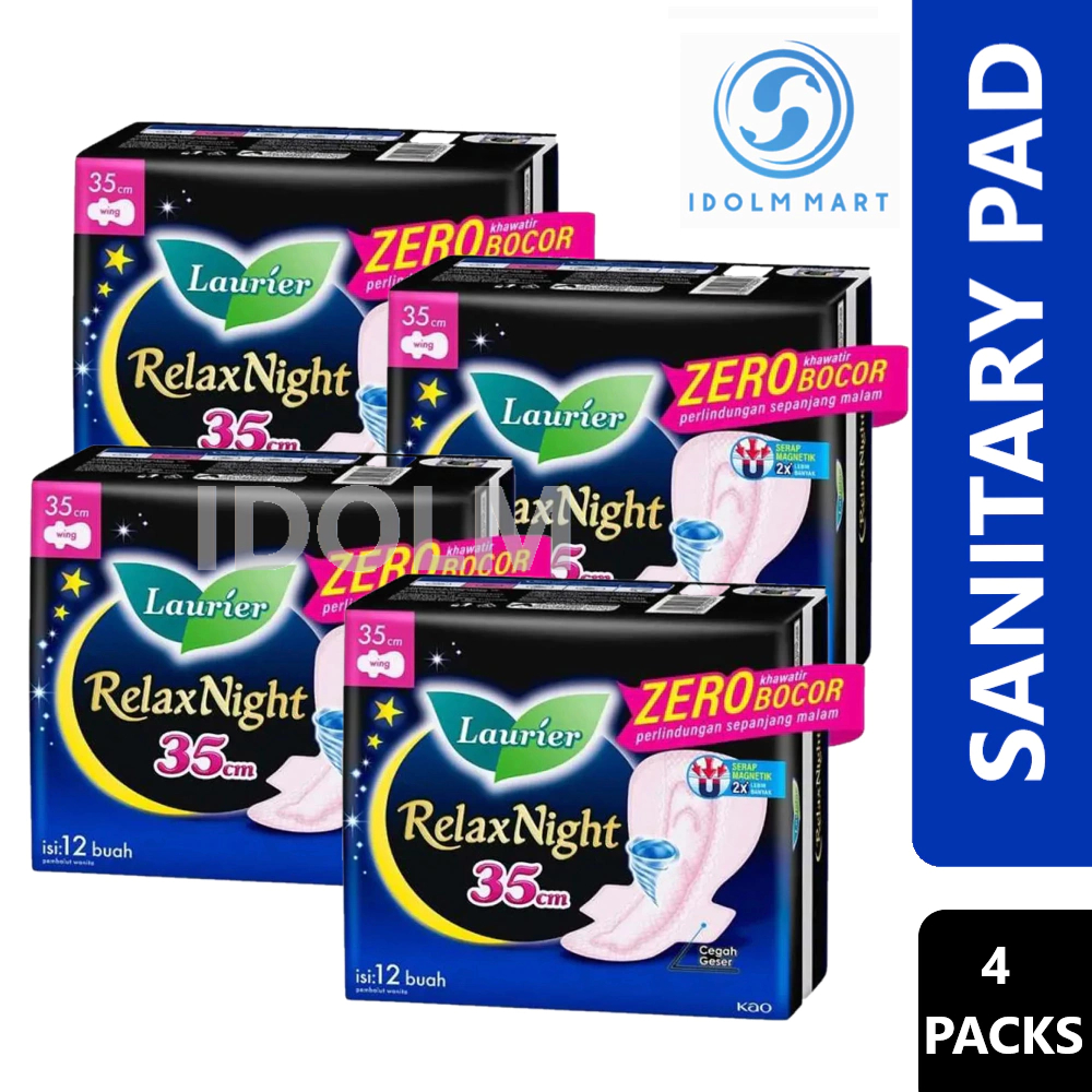 [ Bundle of 4 Packs ] Laurier Relax Night 35cm- With Wings 12s | Shopee ...