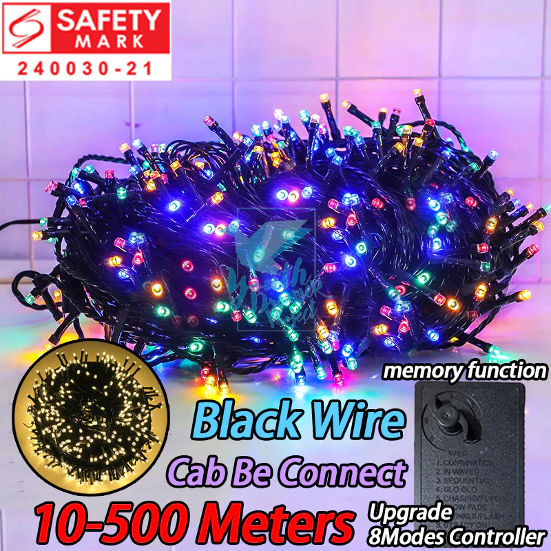 Lampu Raya Hari Raya Lights 100LED Fairy Lights 10M Black Wire Lights ...