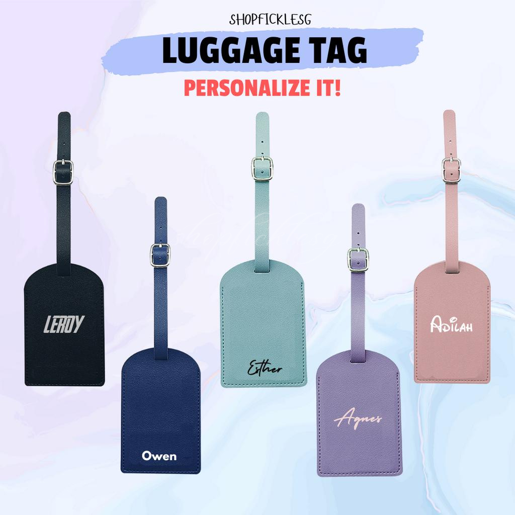*SG INSTOCK* CUSTOMISABLE PU Leather Luggage Tag Bag Tag Customised Gift Birthday Farewell ...