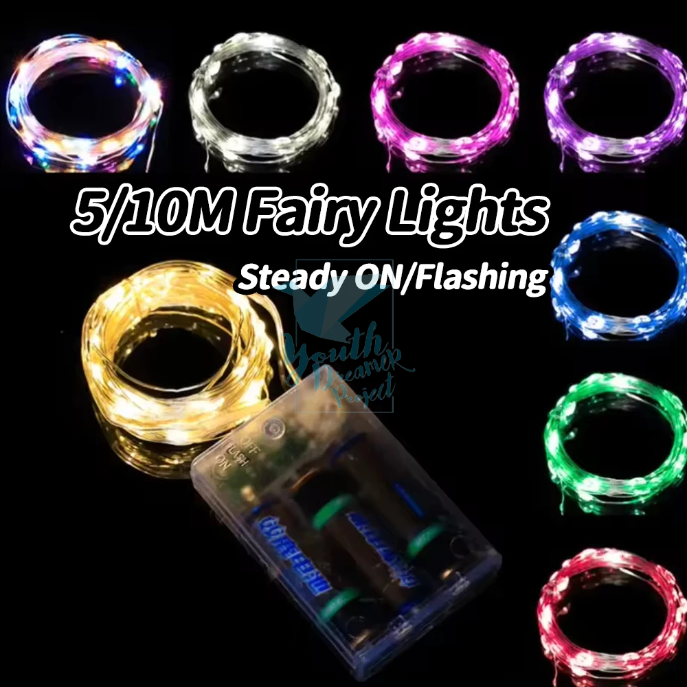 Lampu Raya 5M/10M LED Hari Raya Lights Fairy Lights Battery Operated ...