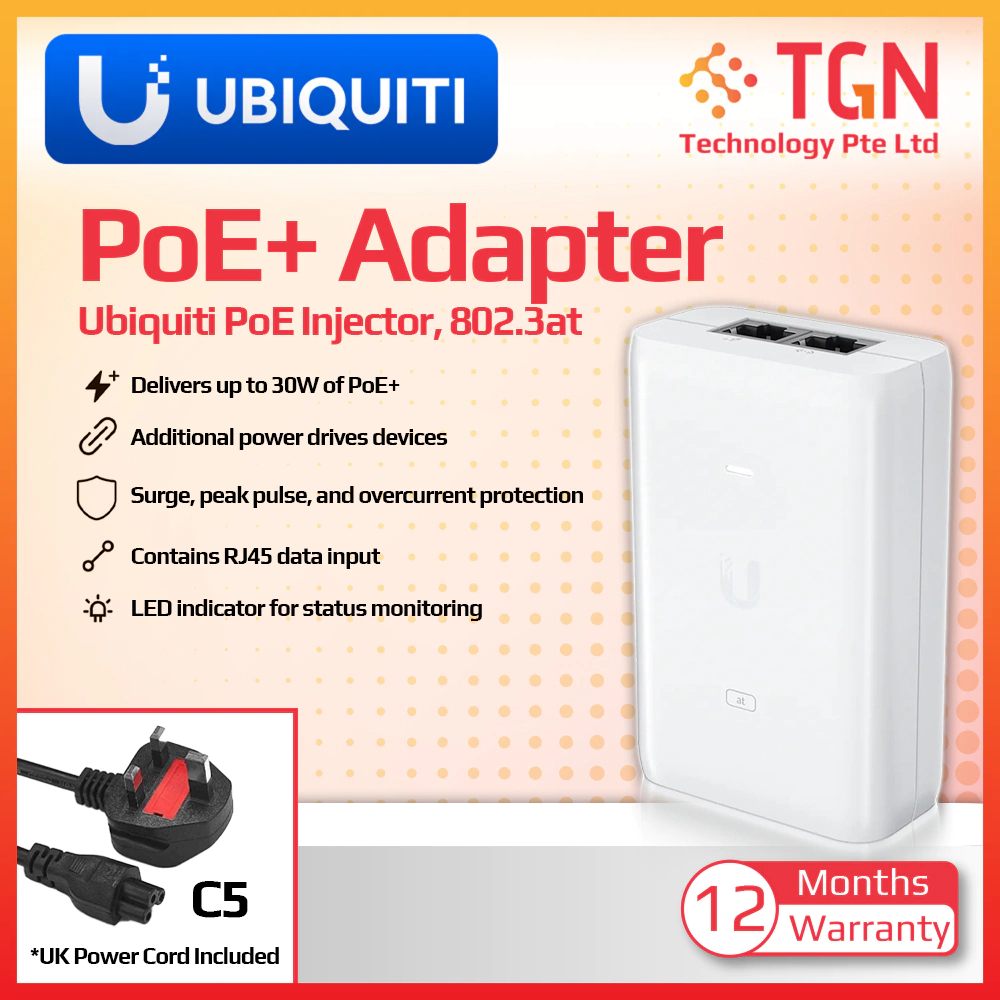 Ubiquiti PoE Injector, 802.3at *3-Pin UK Power Cord* | Shopee Singapore