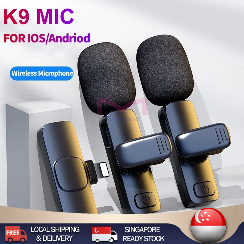 【SG STOCK】K9 Wireless Microphone Lavalier Microphone Live Vlogging ...