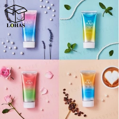 RENEWED Japan Rohto Mentholatum SKIN AQUA Tone Up UV Essence SPF50 PA++++ 80g Lavender Green ...