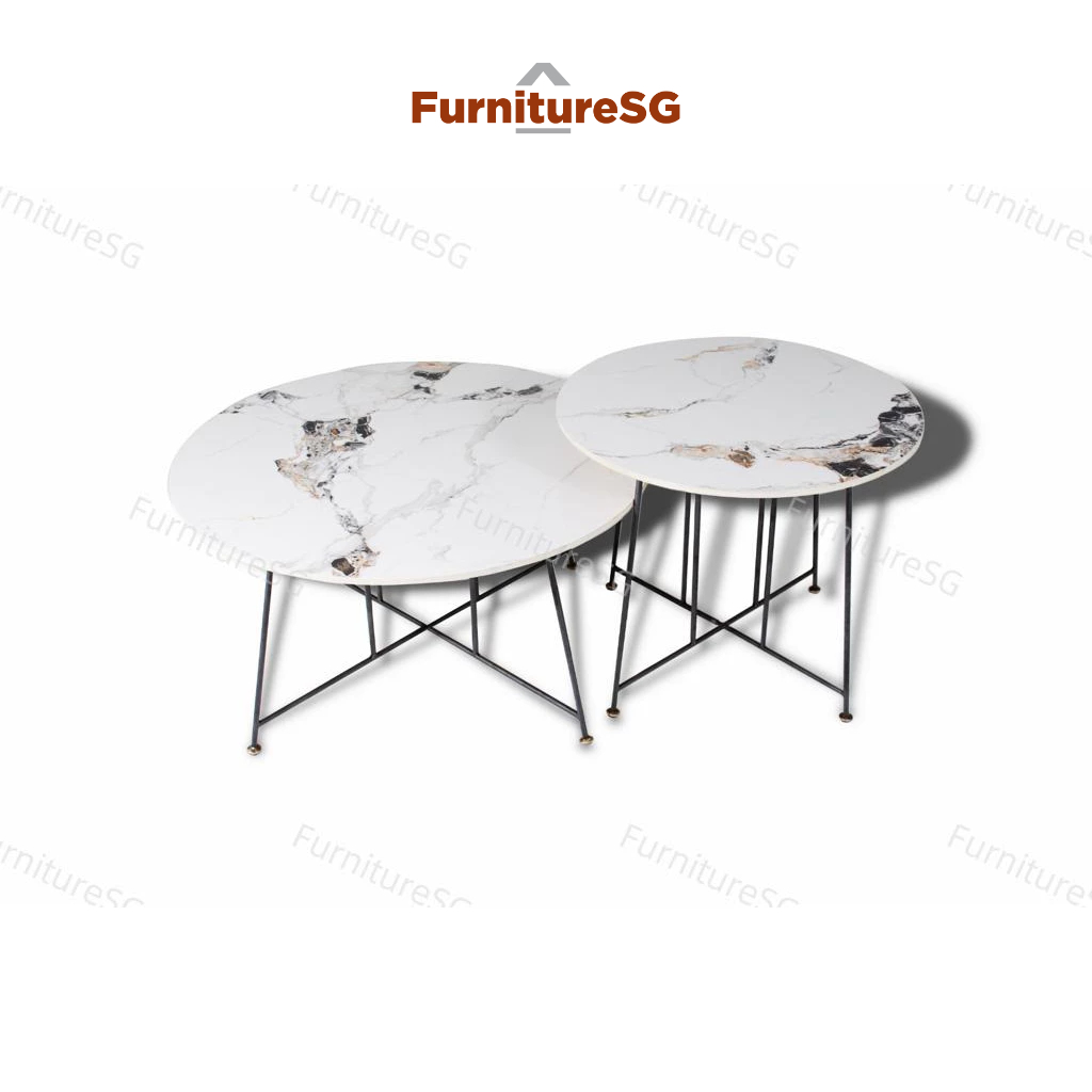 (FurnitureSG) Nesting Coffee Table (2 in 1 Sintered Stone Table Top ...