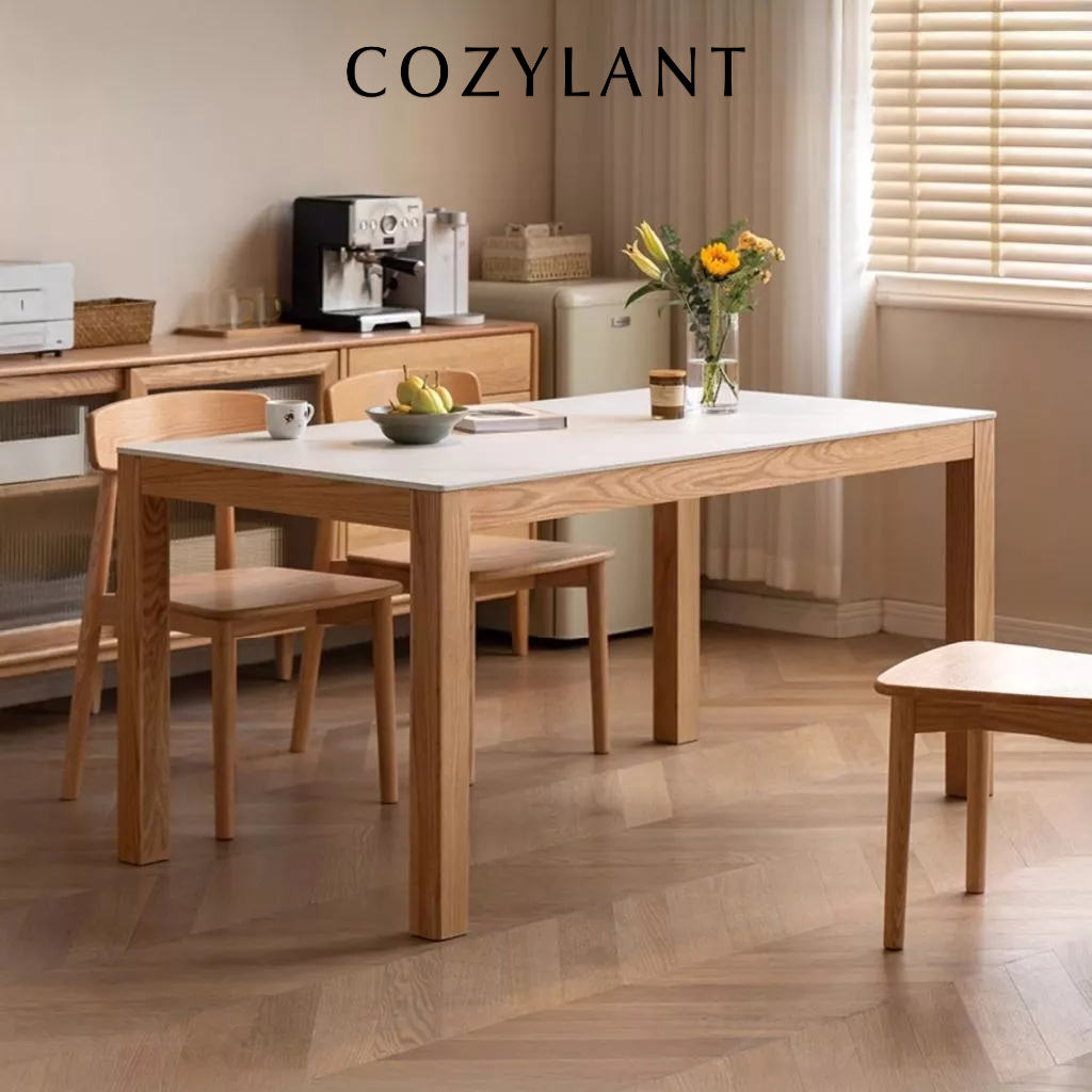 Cozylant Tank Dining Table Set / Sintered Stone Table / Solid Oak Wood ...