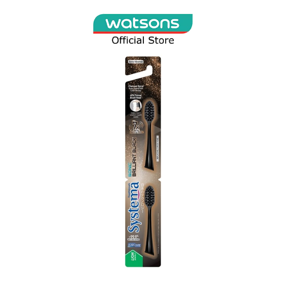 SYSTEMA Sonic Brilliant Black Toothbrush Refills Compact Head 2s ...