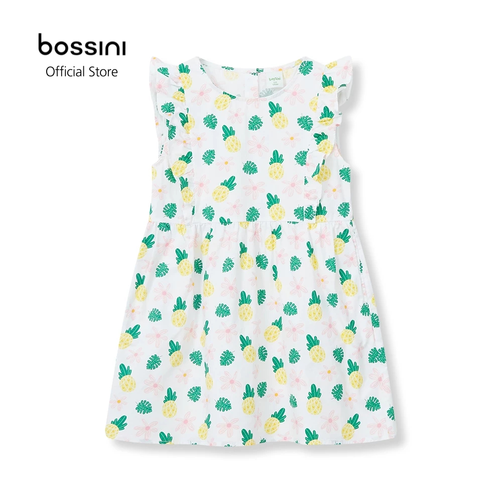 BOSSINI KIDS' GIRLS Flounce-trimmed Dress - AOP Pineapple | Shopee ...