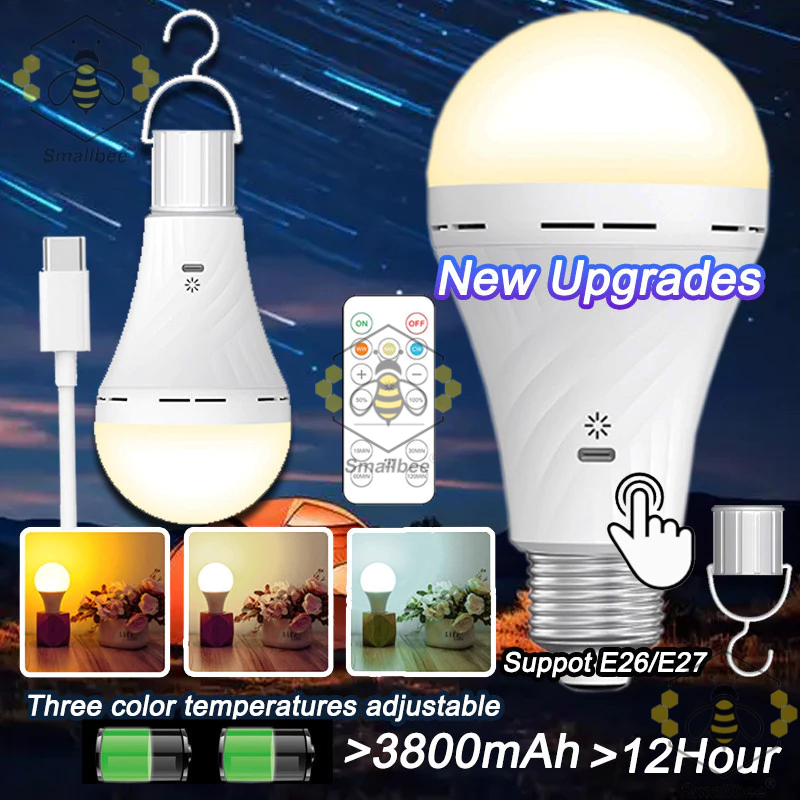 10W Rechargeable Light Bulb with Remote Control E27/E26 Dimmable ...