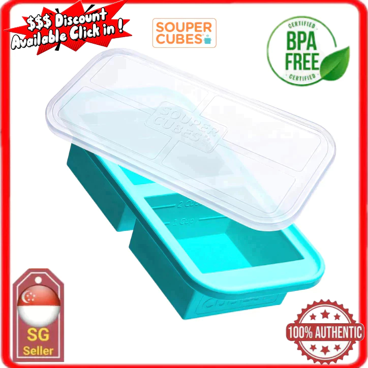 Souper Cubes Extra-Large Silicone Freezer Tray with lid- 2 cup portions ...