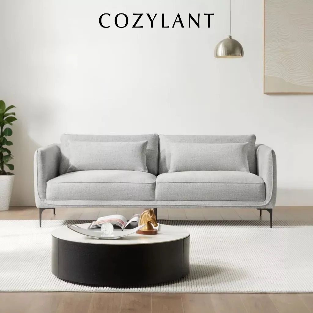Cozylant Casper Fabric Sofa / High Leg Sofa / Grey / 3 Seater Sofa ...