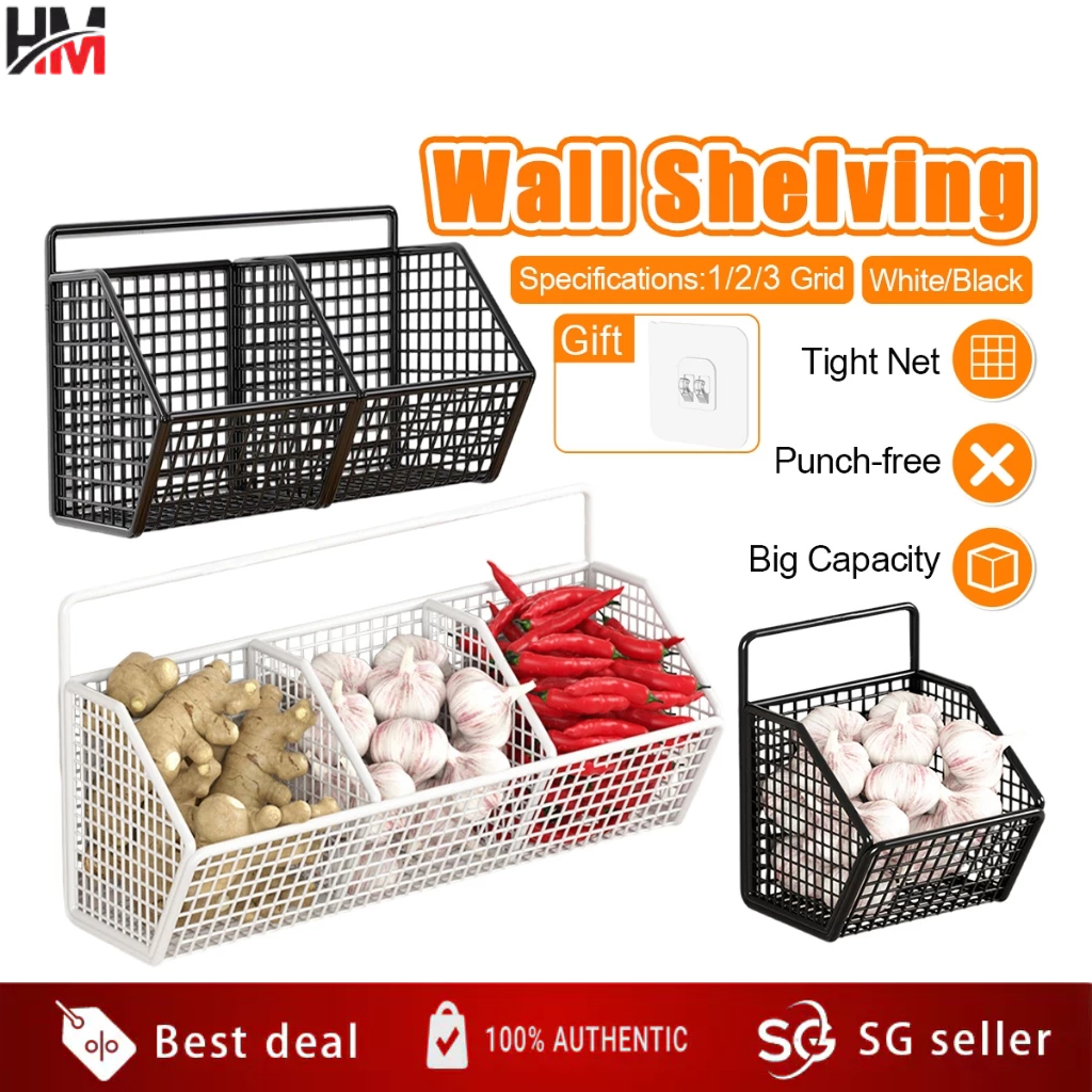 【HM】SG Wall Mounted Onion Ginger Seasoning Storage Rack in Household ...