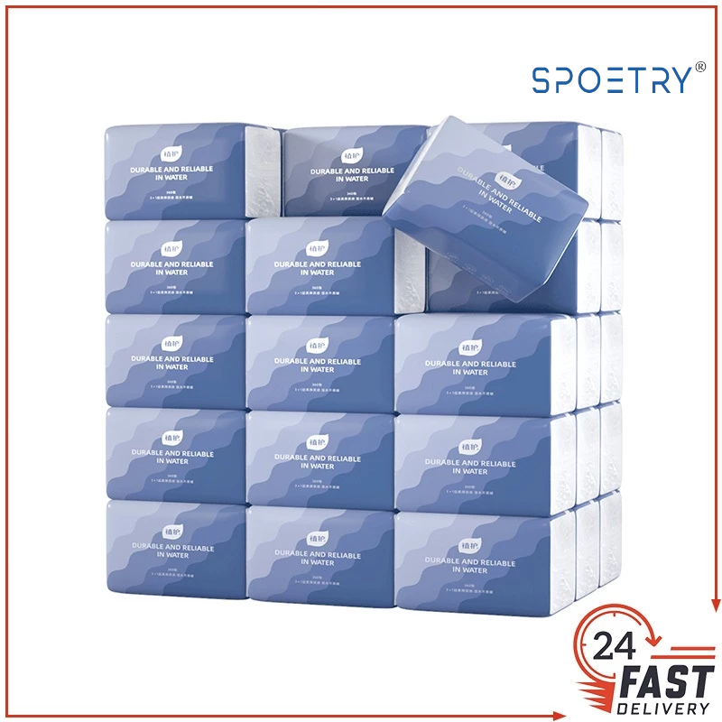 【sg Stock 】household Tissue Paper Primary Wood Pulp 4 Ply Extra Thick Toilet Papertowels Facial
