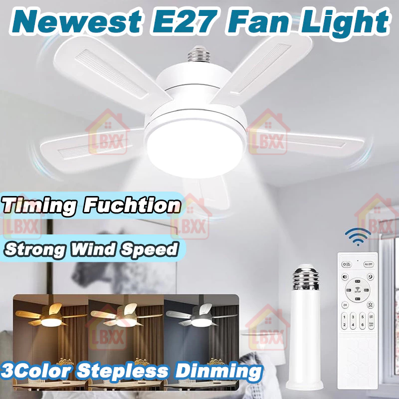 2026 2 In 1 Ceiling Fan Light With Remote Control Dimming Energy-saving ...