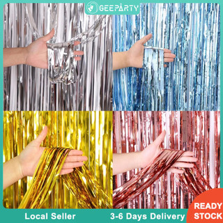 GeeParty 1*2M Metallic Tinsel Foil Fringe Rain Curtain for Party ...
