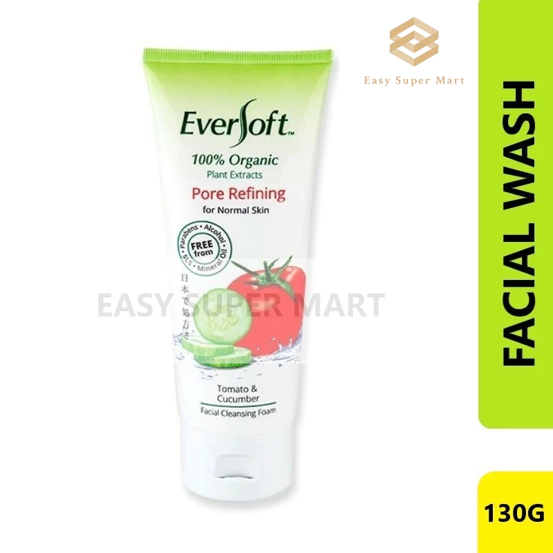[ Bundle of 2 ] EVERSOFT Organic Facial Cleanser Tomato & Cucumber 130g ...