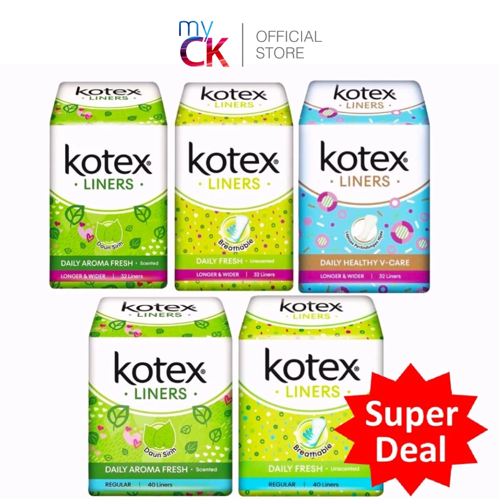 Kotex Pantyliner Longer & Wider Reg Unscented/Scented 32's/40's ...