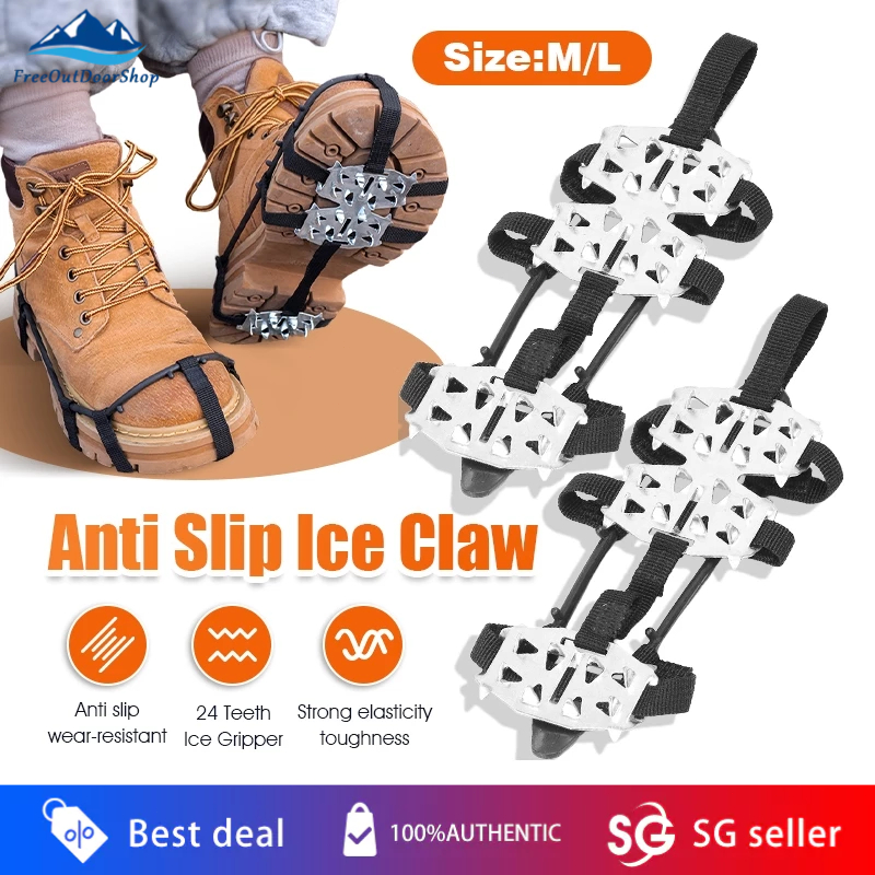 24 Teeth Ice Gripper Anti Slip Ice Claw Gripper Spike Grips Cleats Non ...