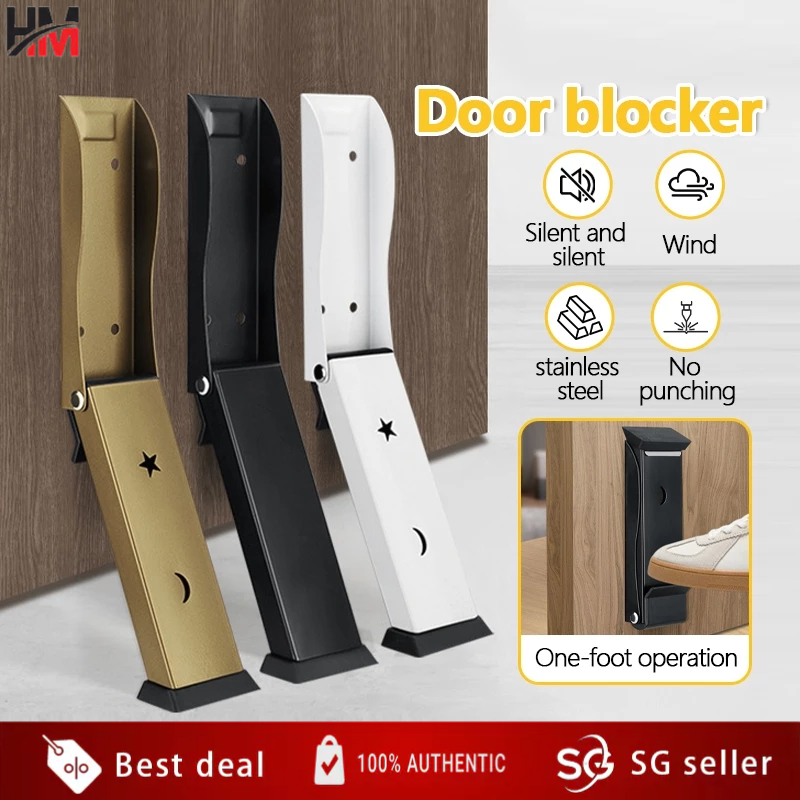 【HM】SG Door Stopper Windproof Aluminum Alloy Anti-Pinch Hand Foot Step ...
