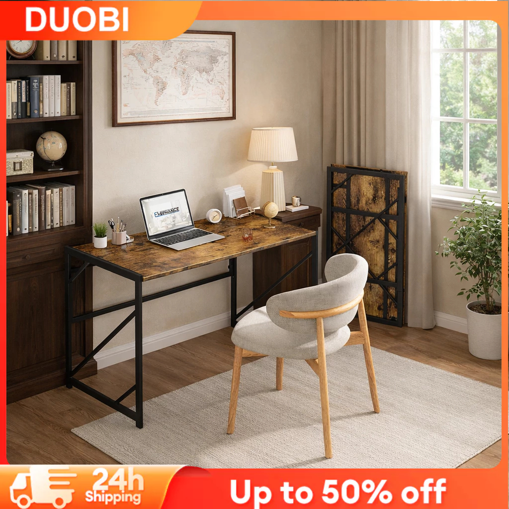 Foldable Table Study Table Space Saving Computer Desk Wooden Writing ...