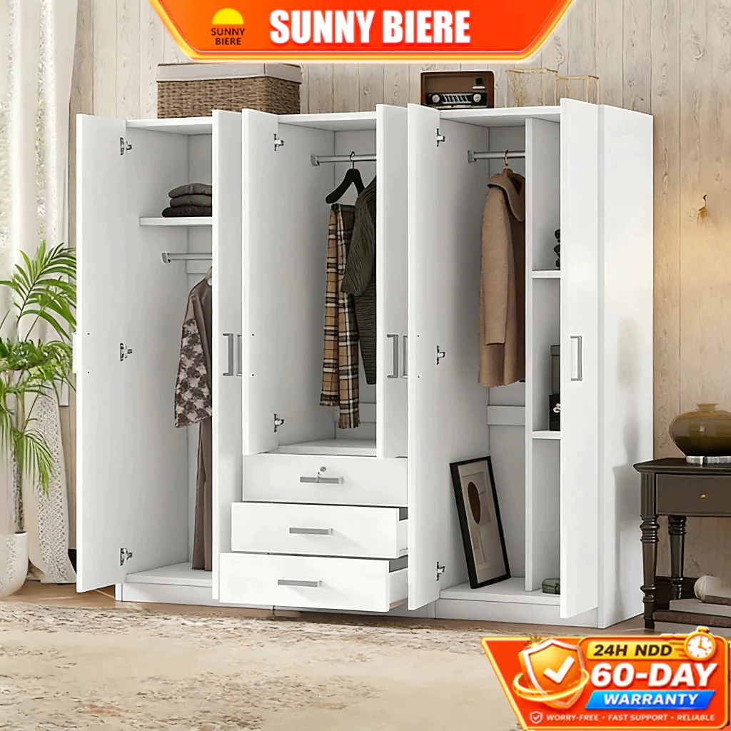 SNB【Safe Package】Wooden Wardrobe Small Home Cabinet With Drawer Storage ...