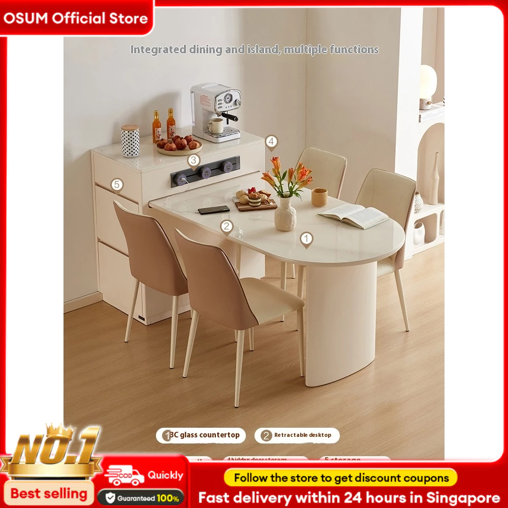 Modern simple retractable dining table living room home small apartment ...