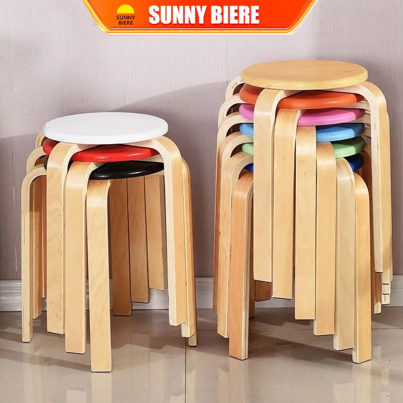 SNB Small Round Stool Solid Wood Dining Room Chair Computer Desk Chair ...