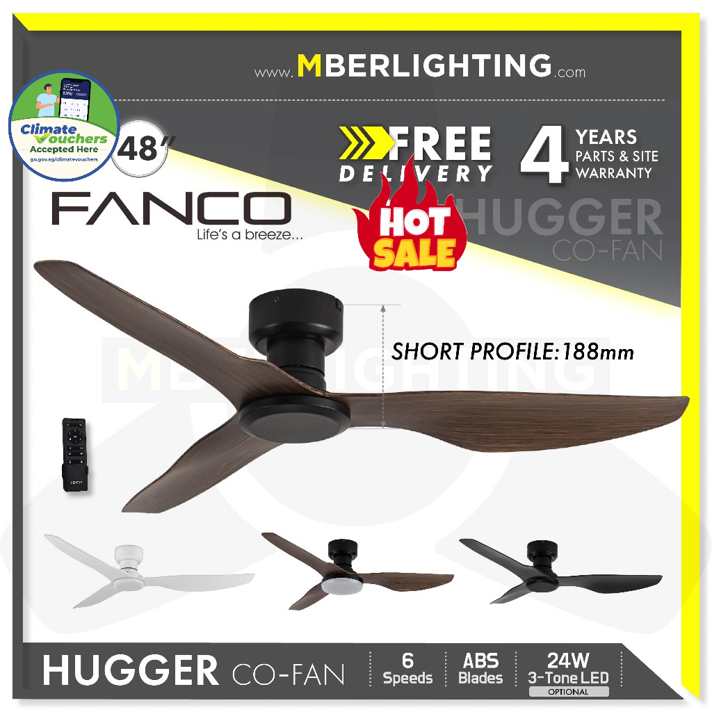 [SG Stock ] FANCO COFAN Hugger 48'' [for low ceiling] with remote ...
