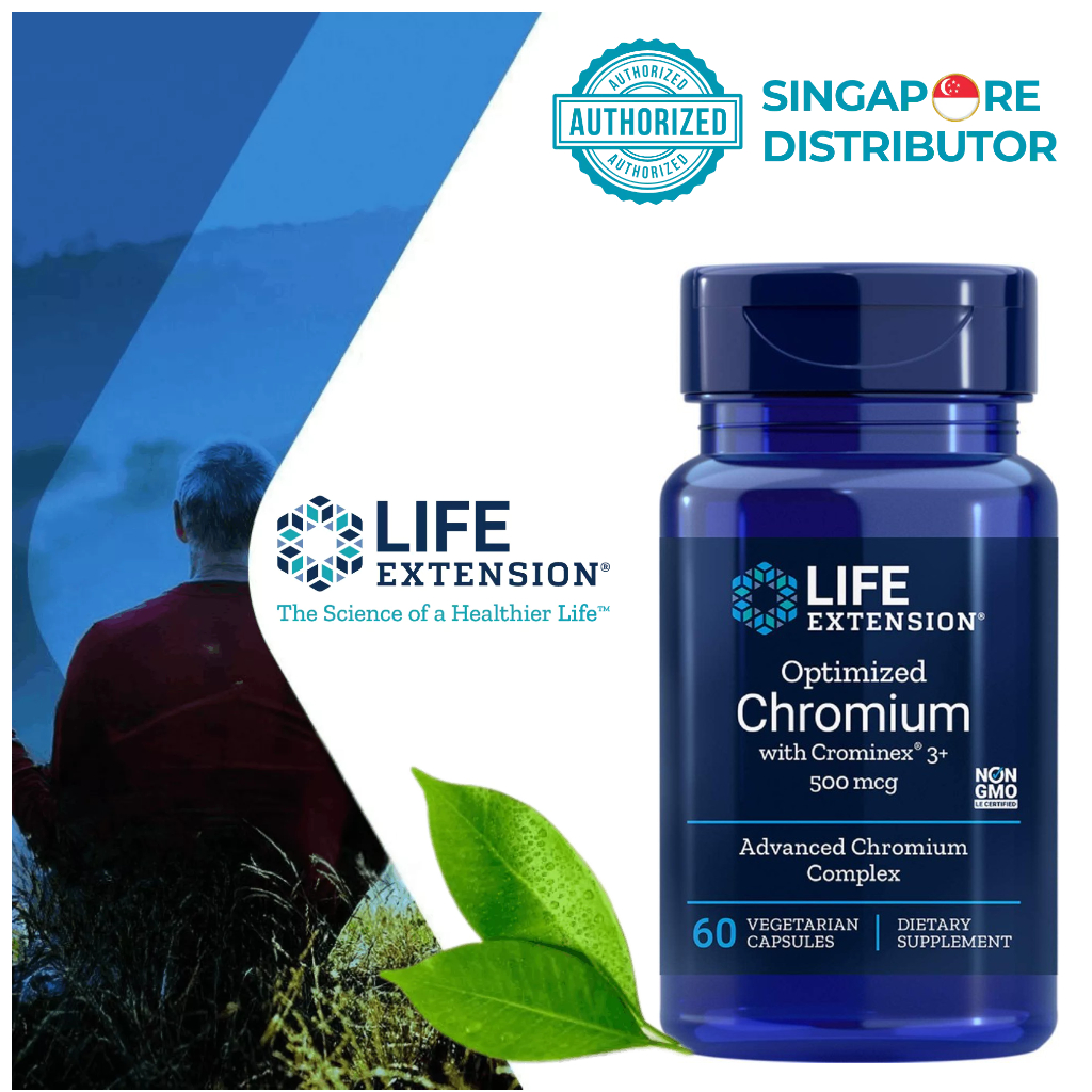 Life Extension Optimized Chromium with Crominex® 3+ 500mcg, 60 vege ...