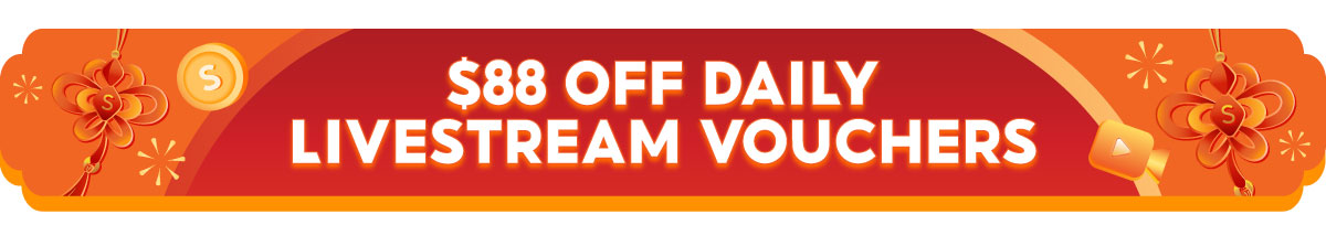 CNY Sale 2026 | $88 Off Daily Livestream, ShopeeVIP 25% Off Voucher ...