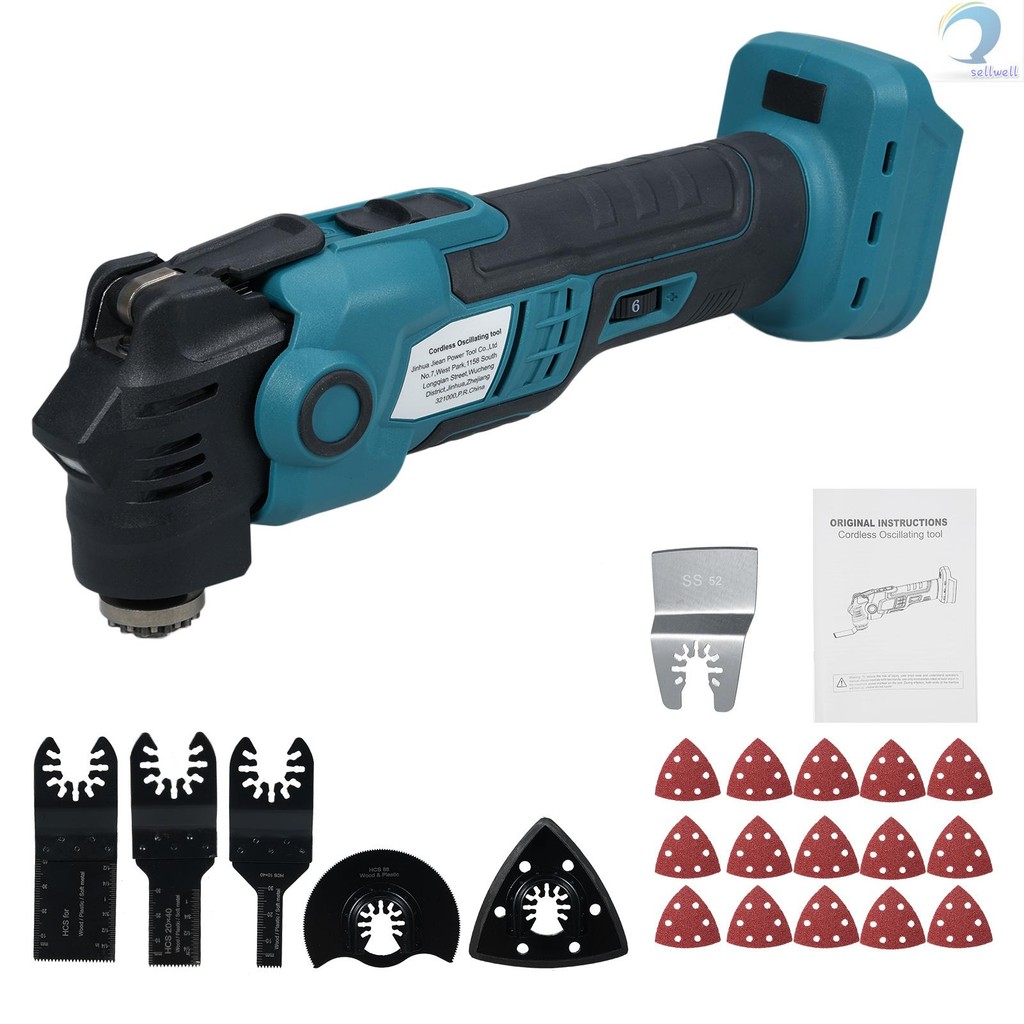 20V Cordless Oscillating Tool 6 Variable Speed 19000RPM Brushless Motor ...