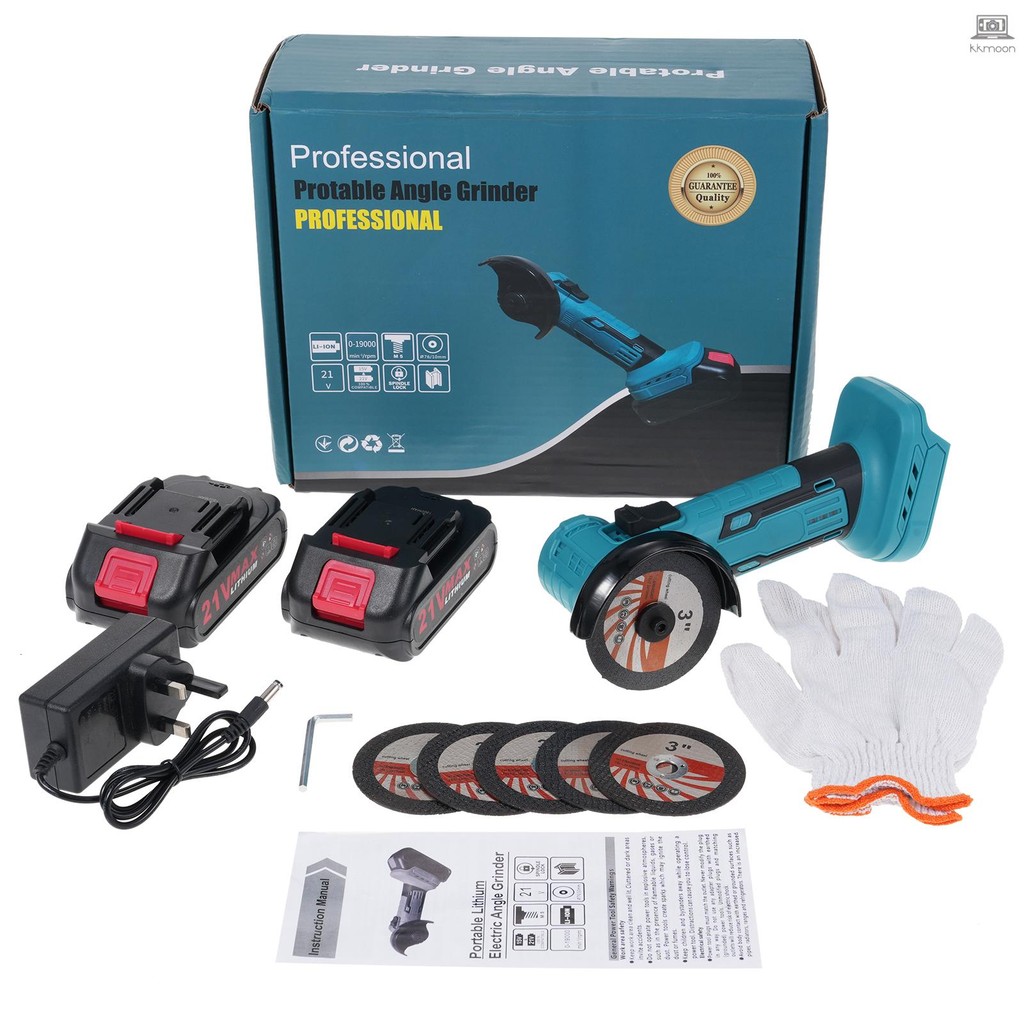21V Cordless Angle Grinder Kit with 19000 RPM Brushless Electric Motor ...