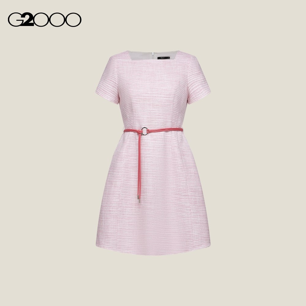G2000 Square Boat Neck Tweed Dress With Belt | Shopee Singapore