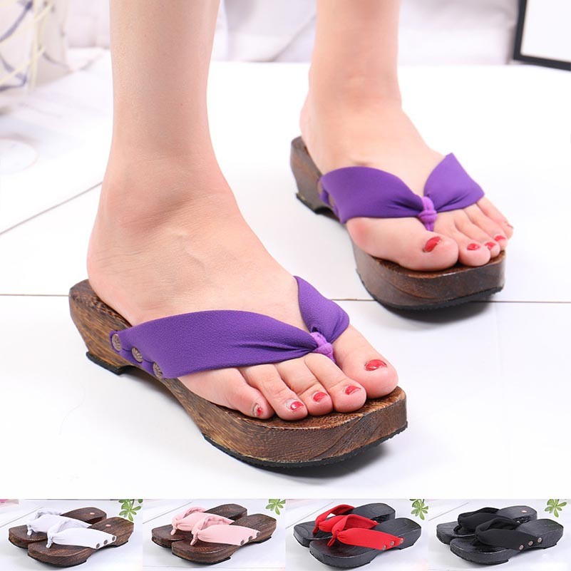Japanese Anime Cosplay Geta Flip-Flops Round Toe Paulownia Sandals ...