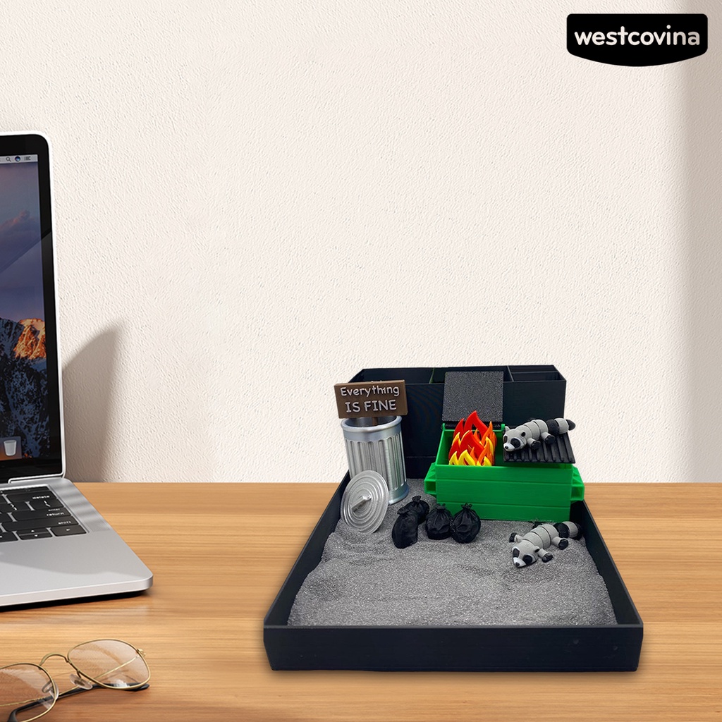 Westcovina Dumpster Flame Zen Garden Tabletop Raccoon Sand Garden ...