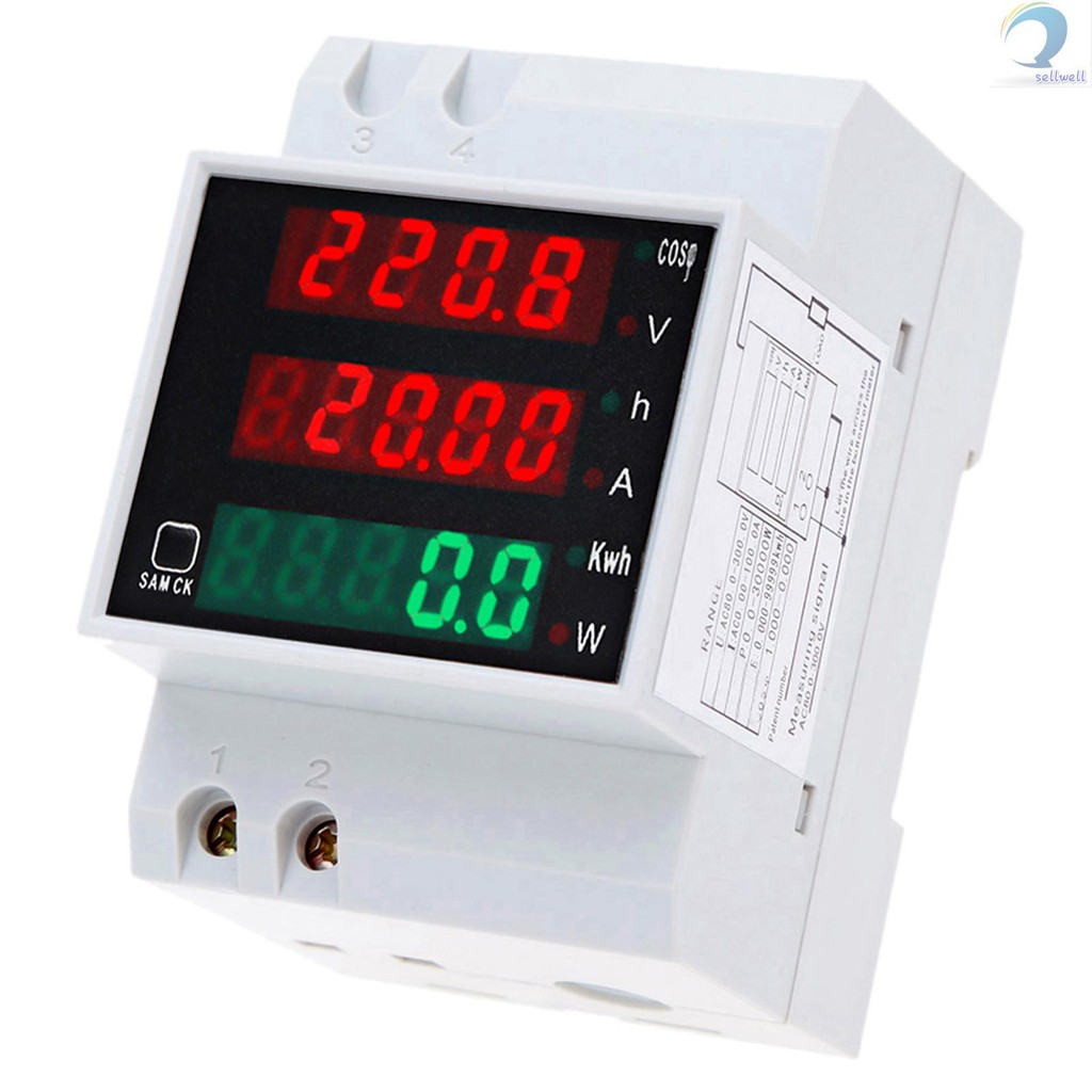 AC80-300V 100A Multi-functional Digital Din Rail Current Voltage Power ...