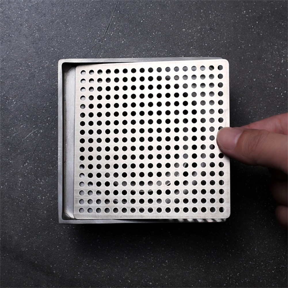【ANGY】Stainless Steel Square Bathroom Shower Sink Strainer Drain Hair ...