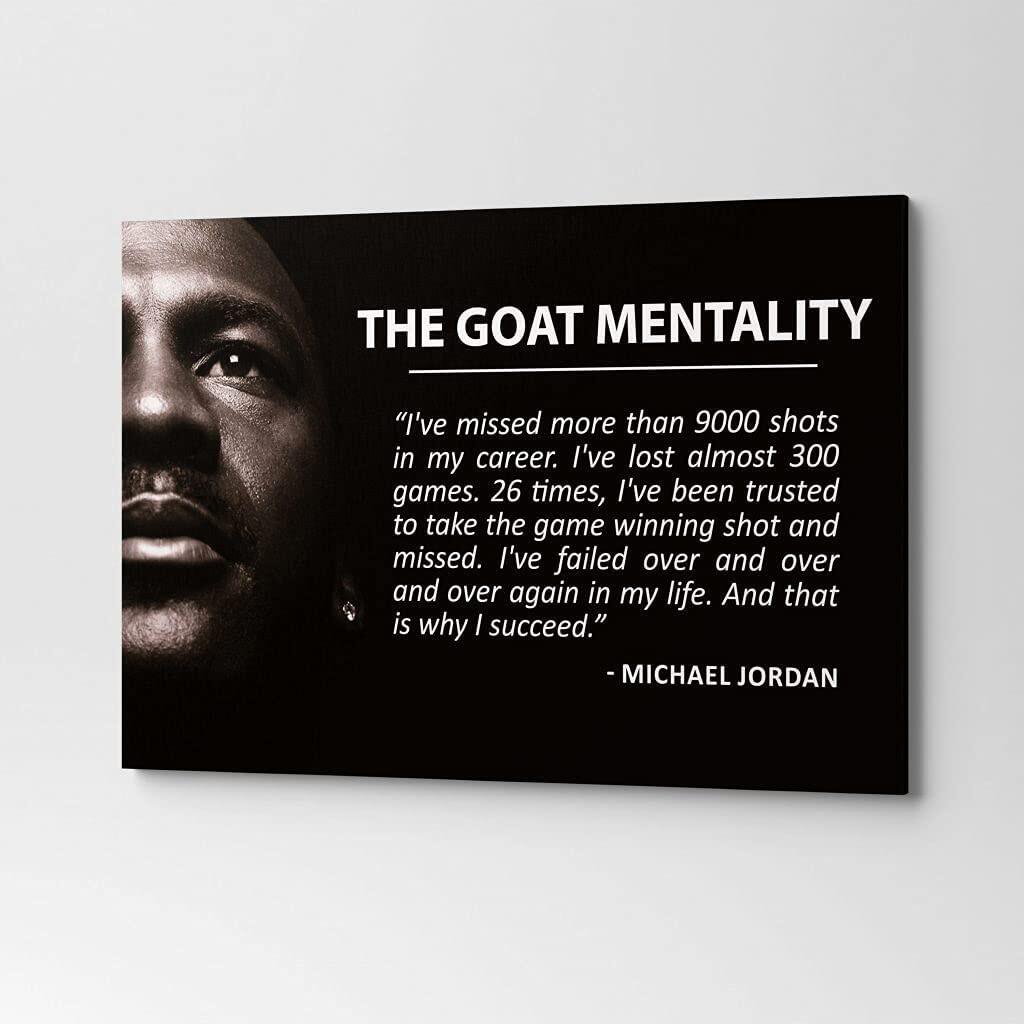 Michael Jordan 'Goat Mentality' Vertical Poster - Stretched Wall Art ...