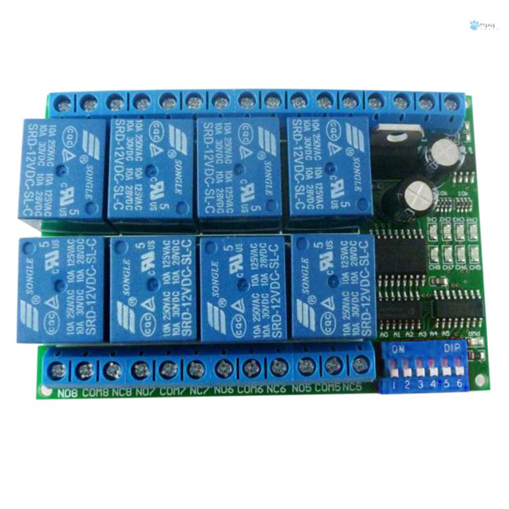 Relay 12V 8CH RS485 Relay Modbus RTU Protocol Serial Port Remote Control Switch for PLC Control ...