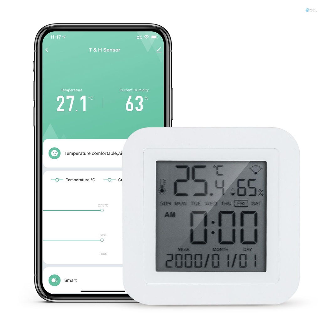 Thermo-Hygrometer WIFI Temperature & Humidity Sensor with LCD Screen ...