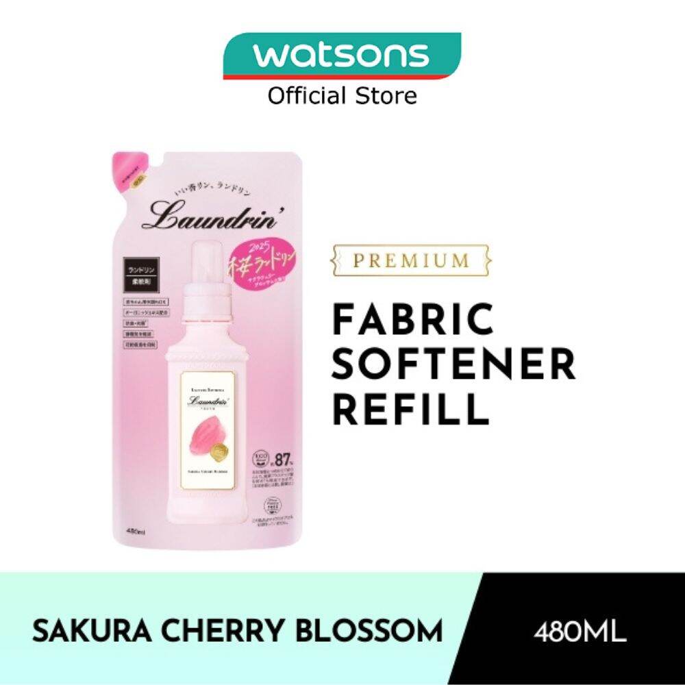 LAUNDRIN Laundry Fabric Softener Sakura Cherry Blossom Refill 480ml | Shopee Singapore