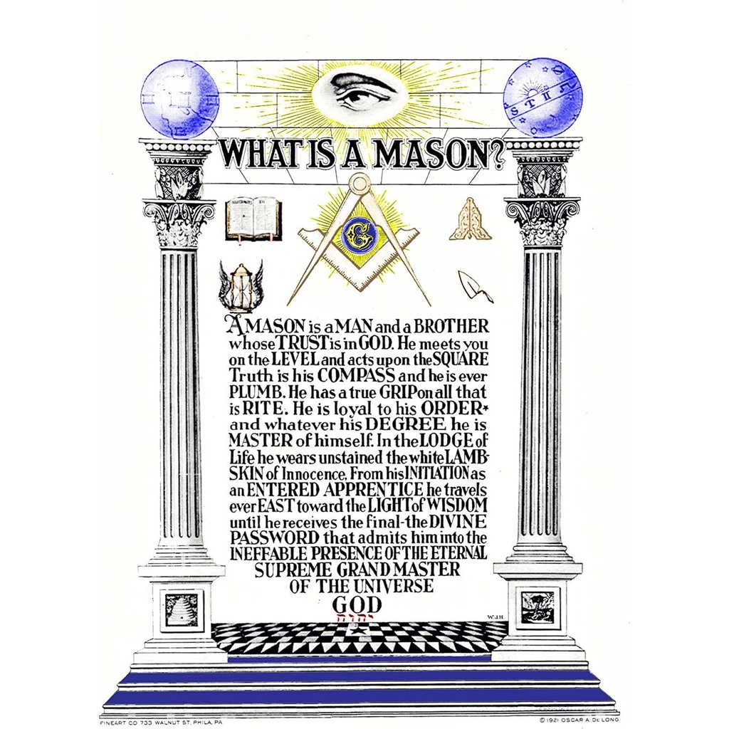 Antique Masonic Printwhat Is a Mason Poem Master Mason Freemasonry ...