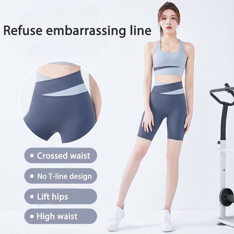 Gym Yoga Set Workout Clothes Sportswear Women Sport Bra Contrast Color ...