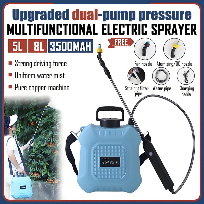 【Upgrade dual pump pressure】8L/5L Rechargeable Electric Sprayer ...