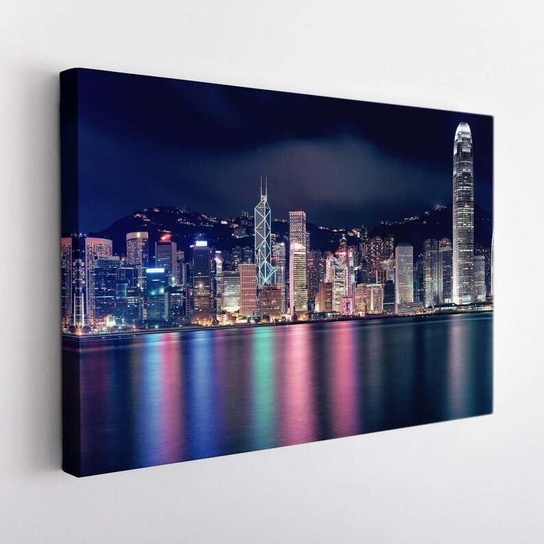 NEE Hong Kong Canvas Print Wall Art Large Skyline Poster for Home ...