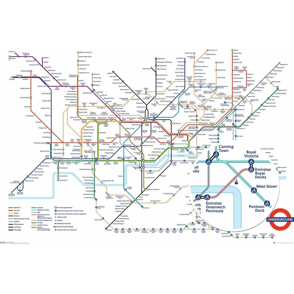 Transport For London Map of The Underground Train Art Picture Print ...